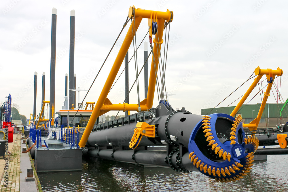 New dredge ship in the Dutch shipyard Stock Photo | Adobe Stock