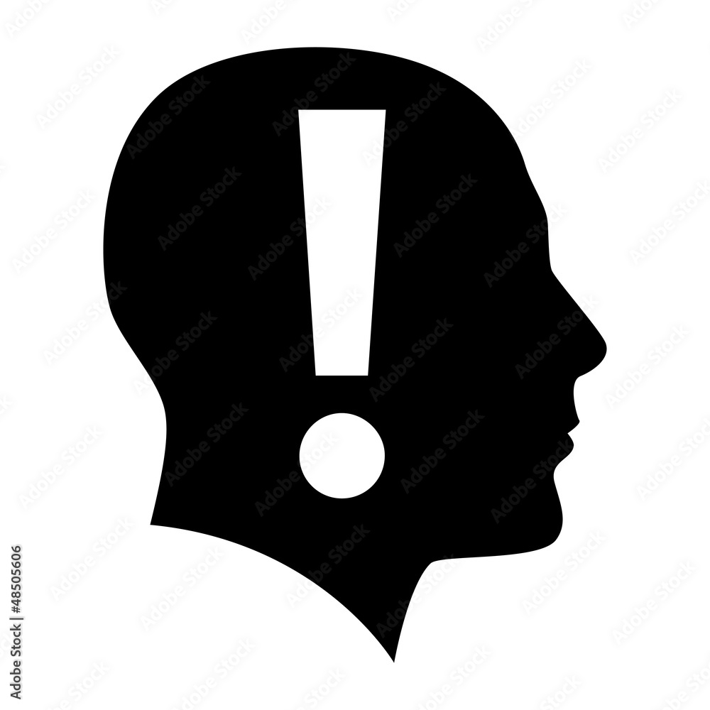 Human face with exclamation mark Stock Vector | Adobe Stock