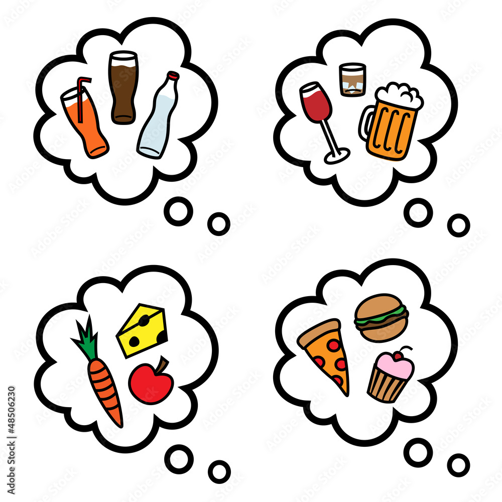 Bubbles with food and drinks Stock Vector | Adobe Stock