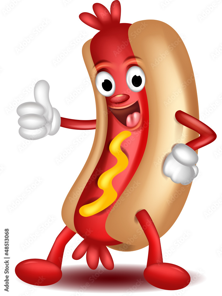 hot dog cartoon thumbs up Stock Vector | Adobe Stock