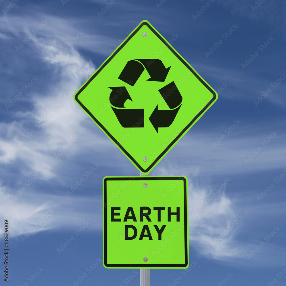 Earth Day Road Sign Stock Photo | Adobe Stock