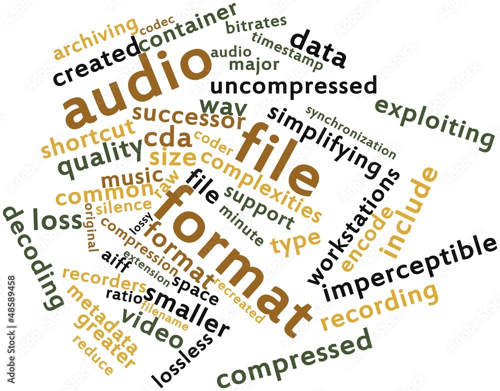 Word cloud for Audio file format Stock Illustration | Adobe Stock