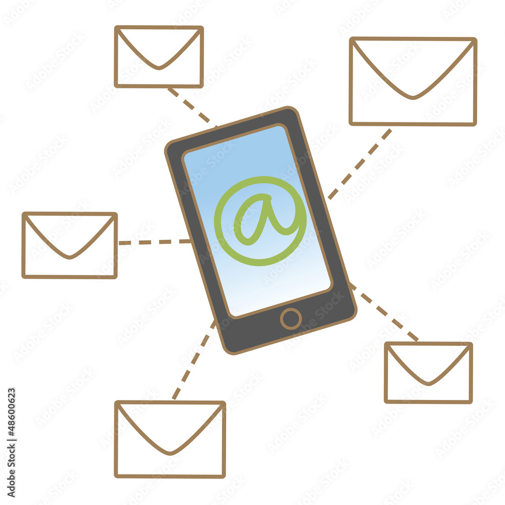 cartoon drawing of mobile mail concept Stock Vector | Adobe Stock