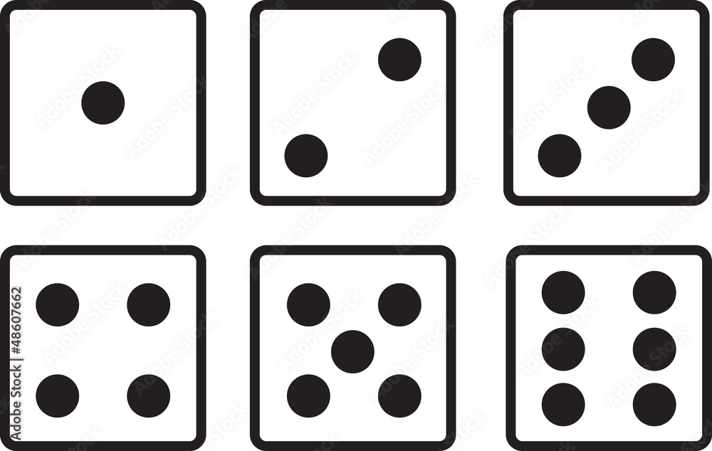 Isolated dice showing every side Stock Vector | Adobe Stock