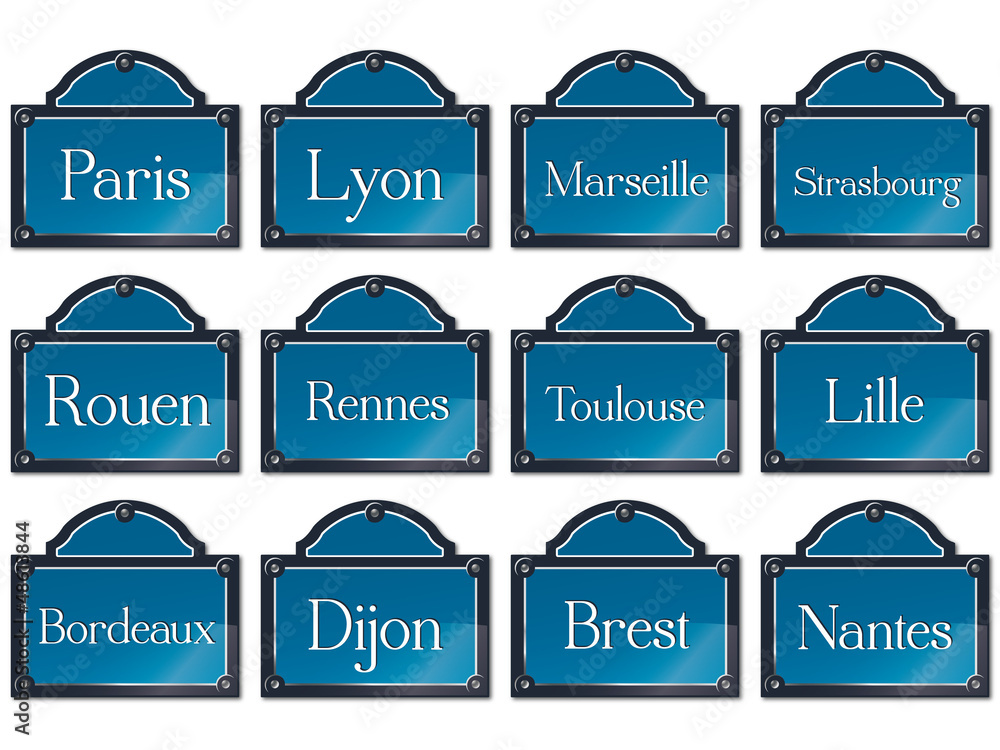 Plaques des rues de villes française Stock Vector | Adobe Stock