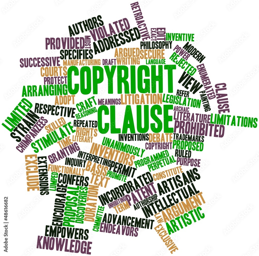Word cloud for Copyright Clause Stock Illustration | Adobe Stock