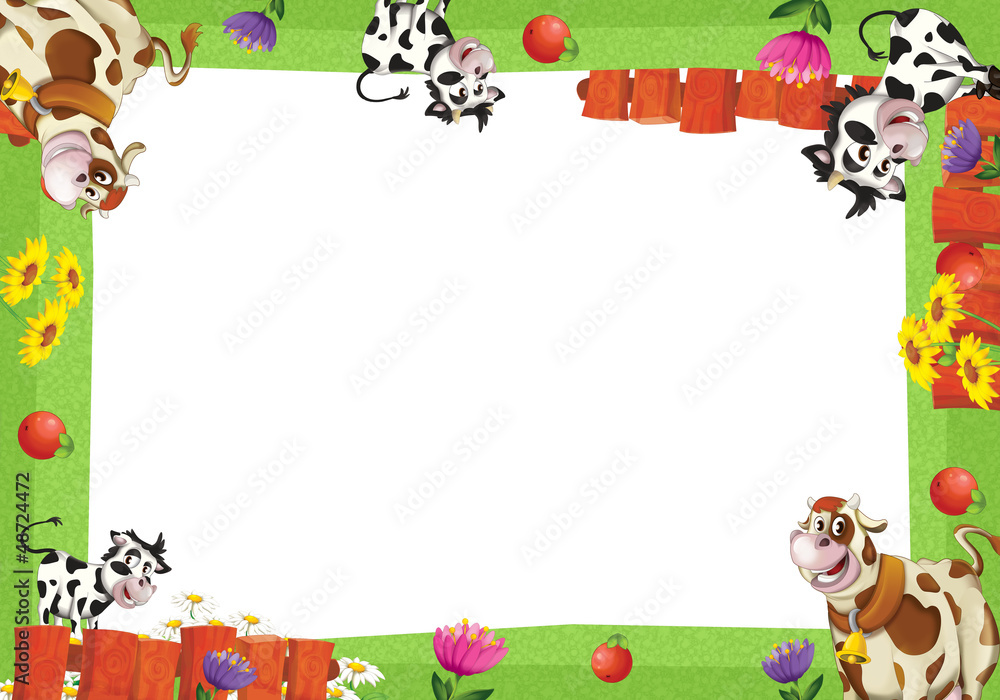 Cartoon farm frame - illustration for the children Stock Illustration ...