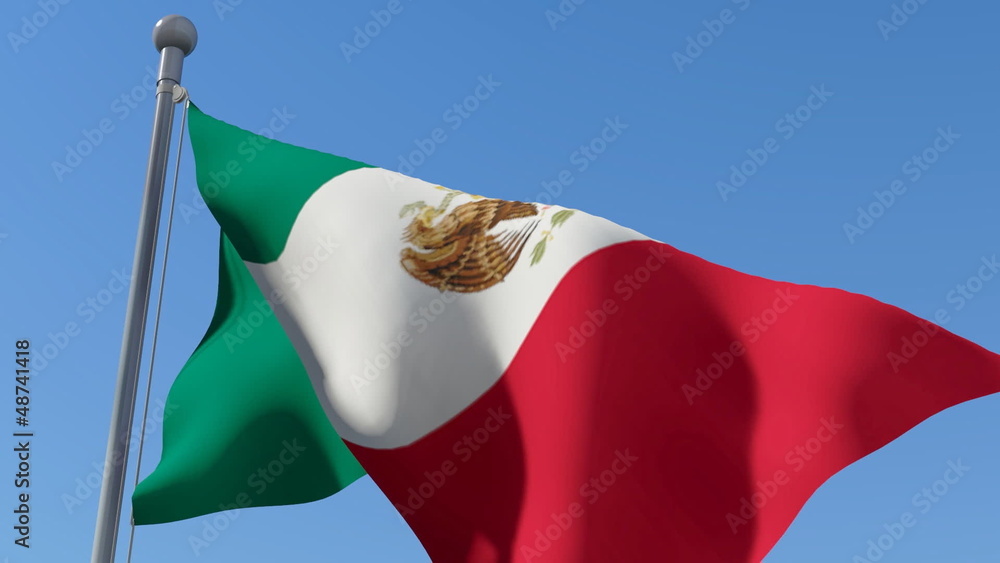 3d animated mexican flag waving in the wind Stock Video | Adobe Stock