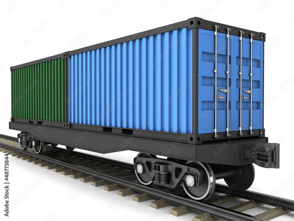 Railway wagon for transportation of containers Stock Illustration ...