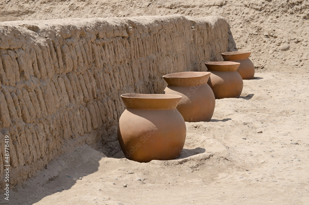 Ceremonial Clay pots at Huaca Pucllana, Lima, Peru Stock Photo | Adobe ...