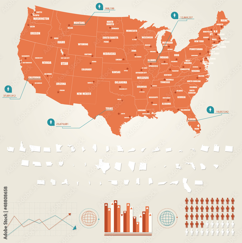 Infographic vector illustration with Map of USA Stock Vector | Adobe Stock