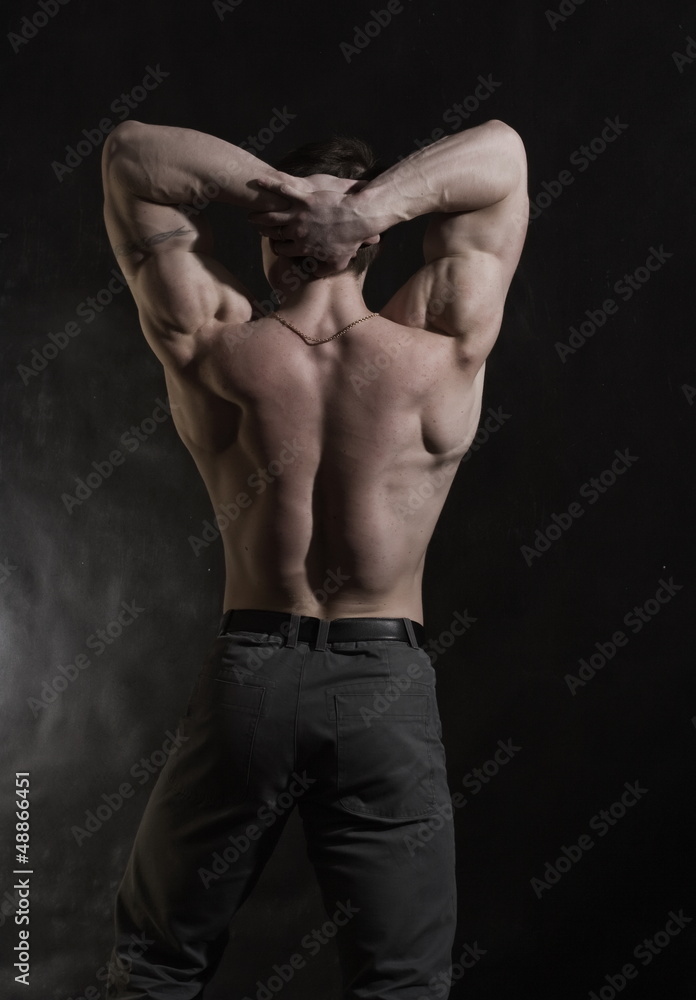 Back of male bodybuilder Stock Photo | Adobe Stock