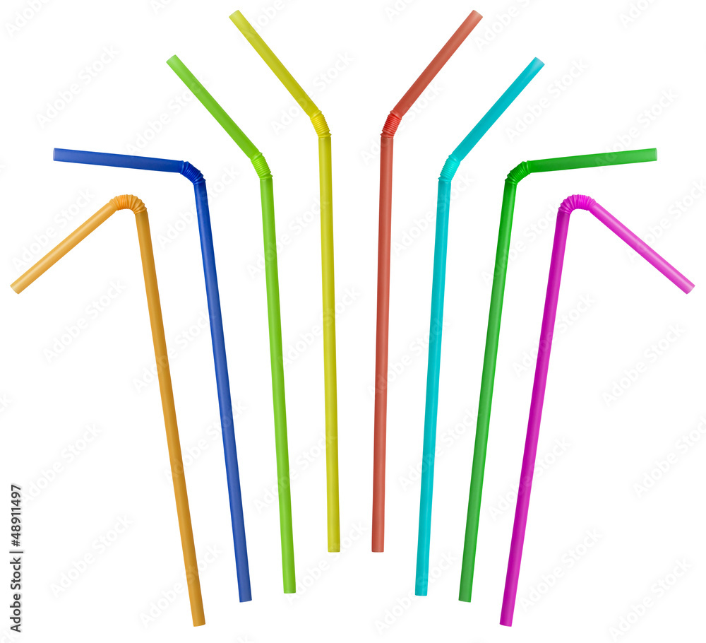 colorful straw collection isolated on white Stock Photo | Adobe Stock
