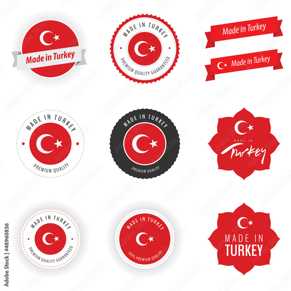 Made in Turkey labels, badges and stickers Stock Vector | Adobe Stock