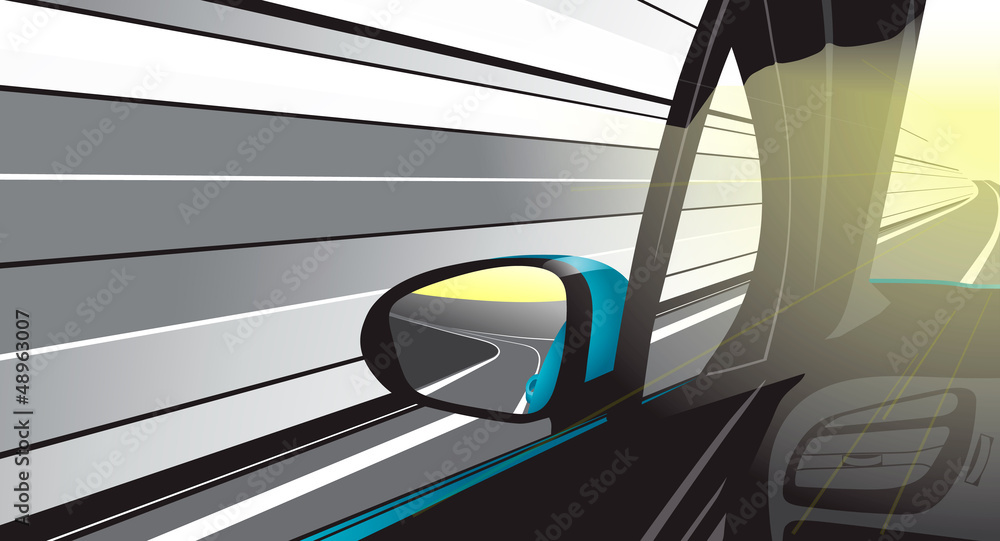 Fast drive and rear view mirror Stock Vector | Adobe Stock
