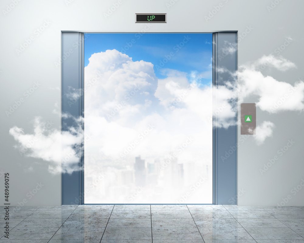 elevator doors and the natural landscape Stock Illustration | Adobe Stock