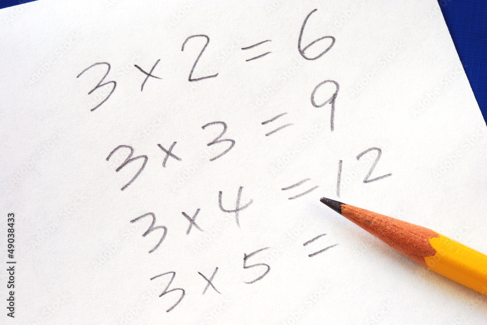 Practice the multiplication table with a pencil Stock Photo | Adobe Stock