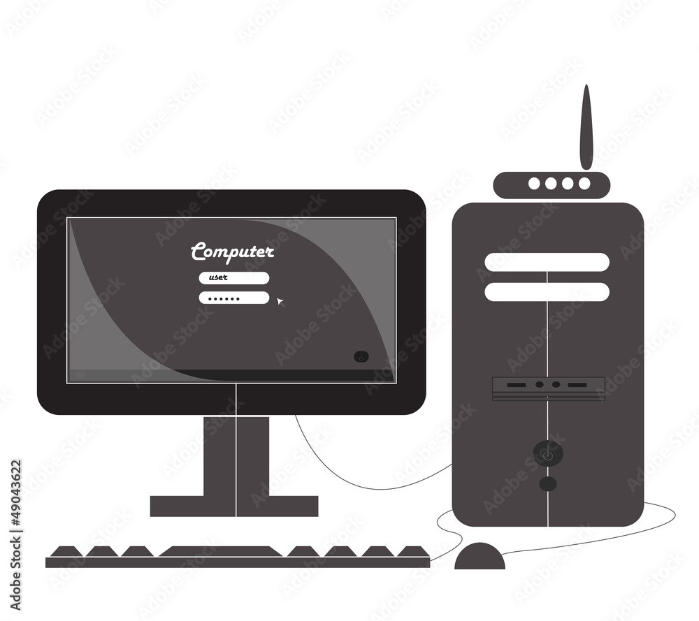 Black Modern Computer Stock Vector | Adobe Stock