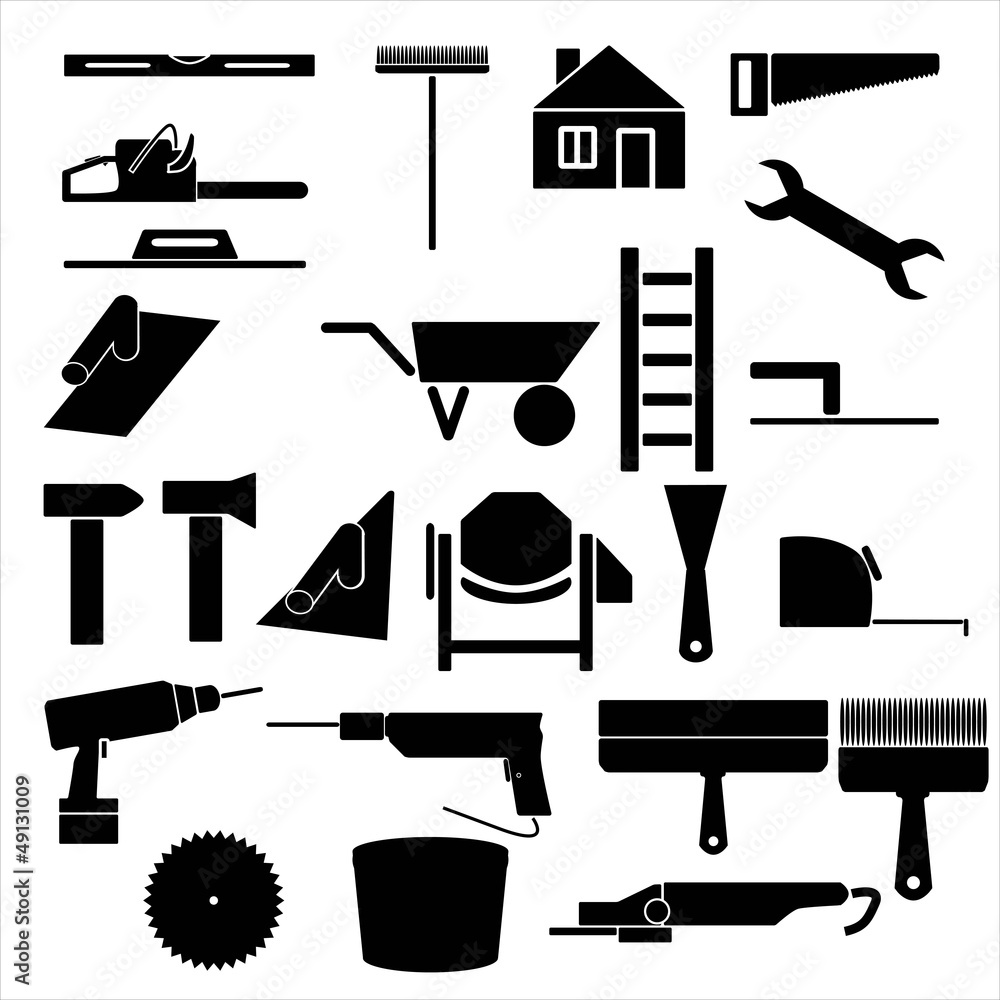 Builder Icons Stock Vector | Adobe Stock