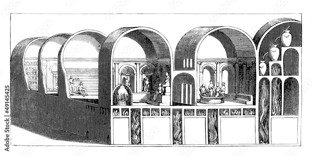 Thermes Romains : Structure - Ancient Rome : Bath Stock Illustration ...