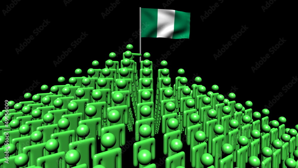 pyramid of men with rippling Nigerian flag animation Stock Video ...