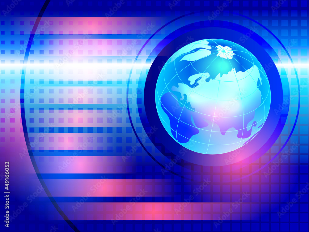 Abstract blue background with globe Stock Vector | Adobe Stock