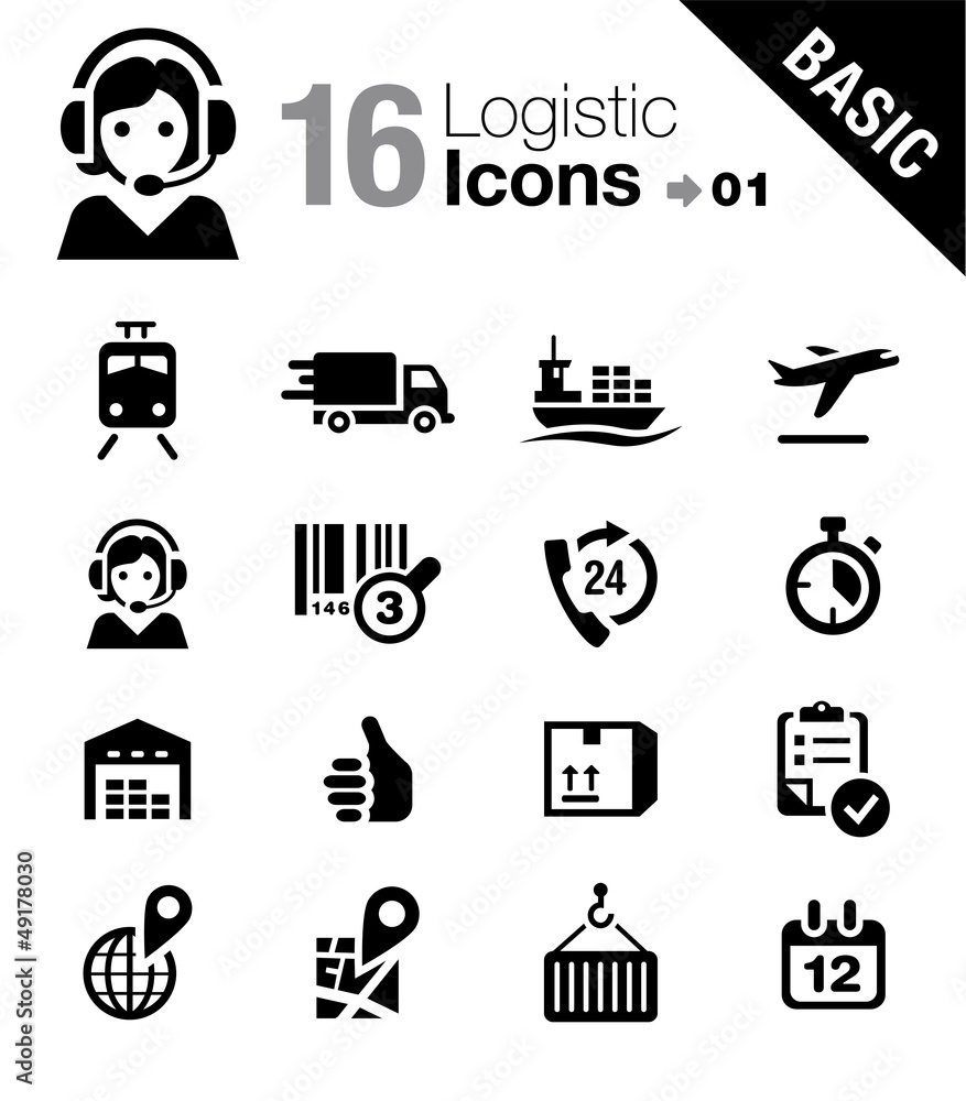 Basic - Logistic and Shipping icons Stock Vector | Adobe Stock