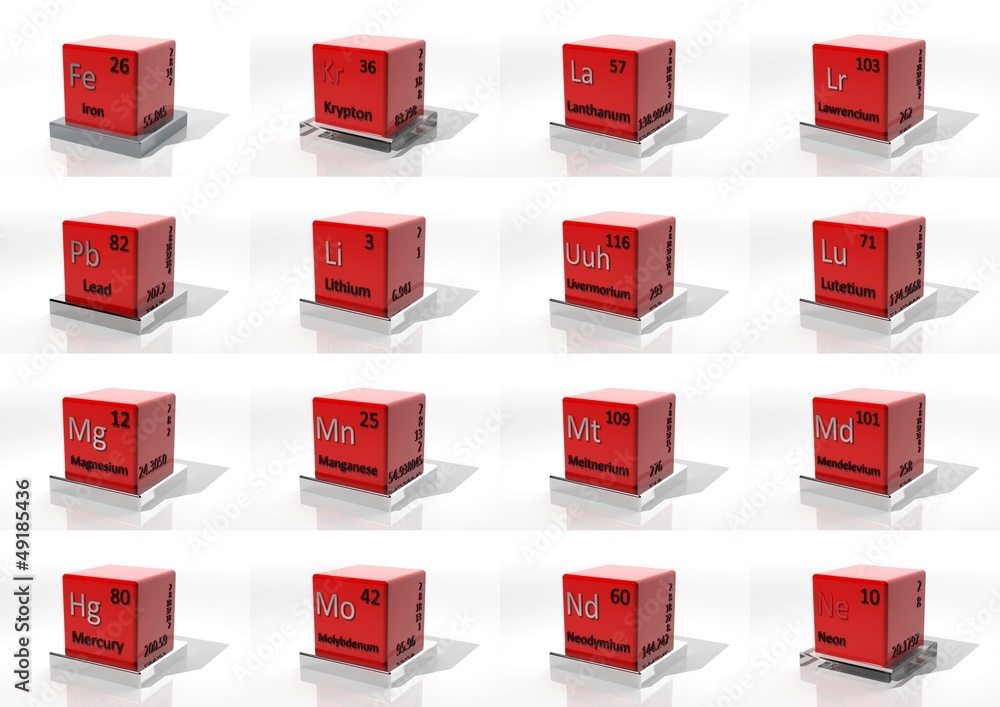 3d chemical elements of the periodic table Stock Photo | Adobe Stock
