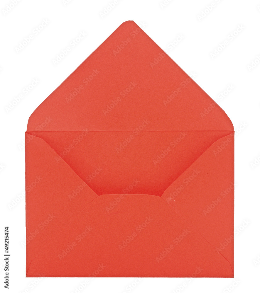 Open red envelope on white background Stock Photo | Adobe Stock
