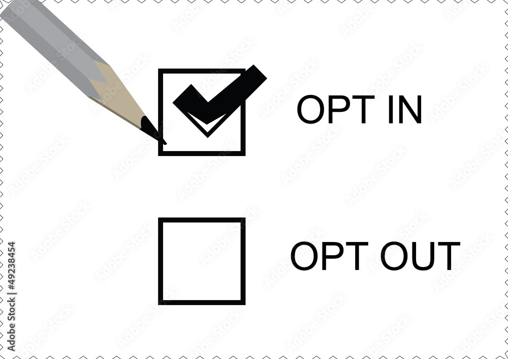 opt in and out options with a pencil on white paper background Stock ...