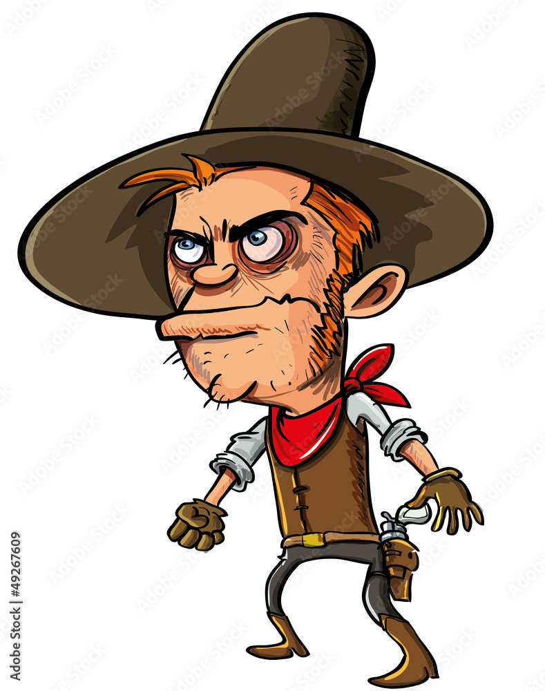 Cartoon Cowboy gunslinger about to draw Stock Illustration | Adobe Stock
