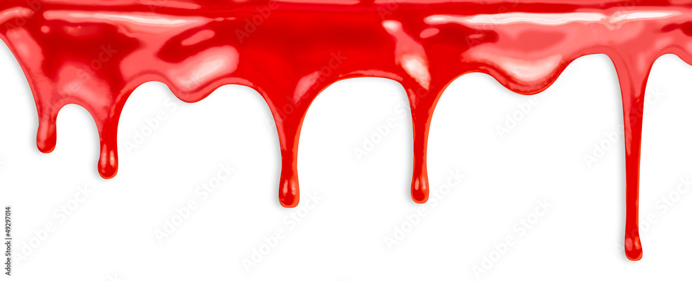 liquid red paint dripping on white background Stock Illustration ...