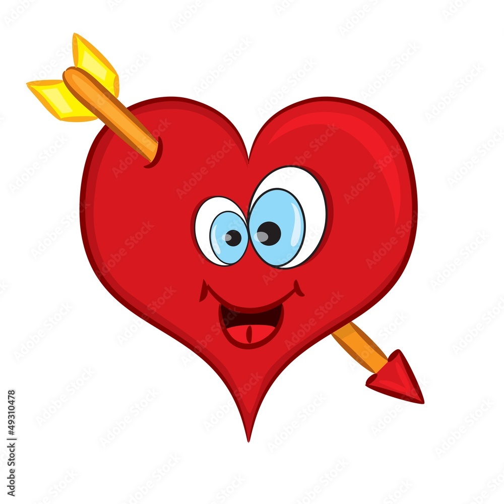 Cartoon heart with arrow. Vector illustration. Stock Vector | Adobe Stock
