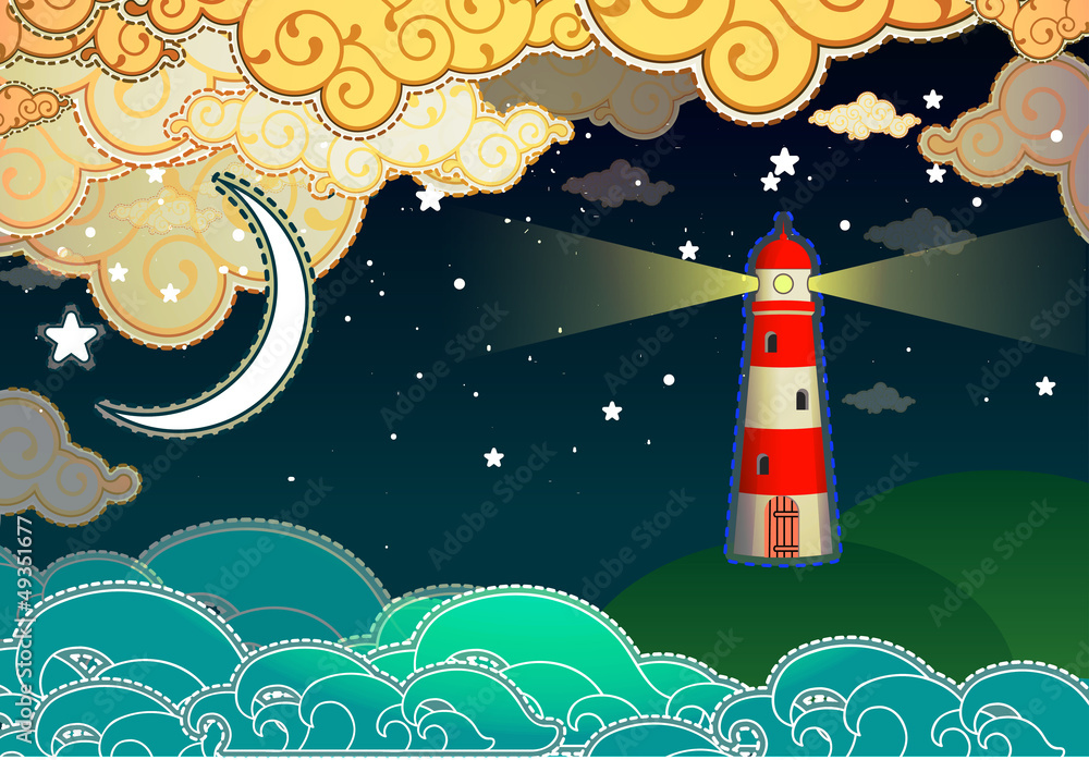 Cartoon style lighthouse Stock Vector | Adobe Stock
