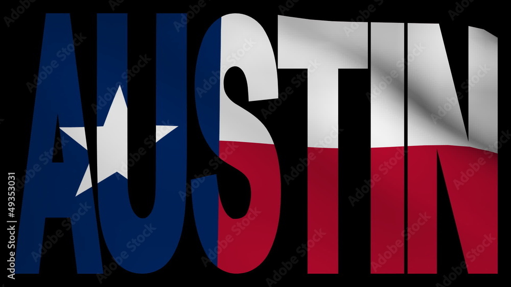 Austin text with fluttering Texan flag animation Stock Video | Adobe Stock