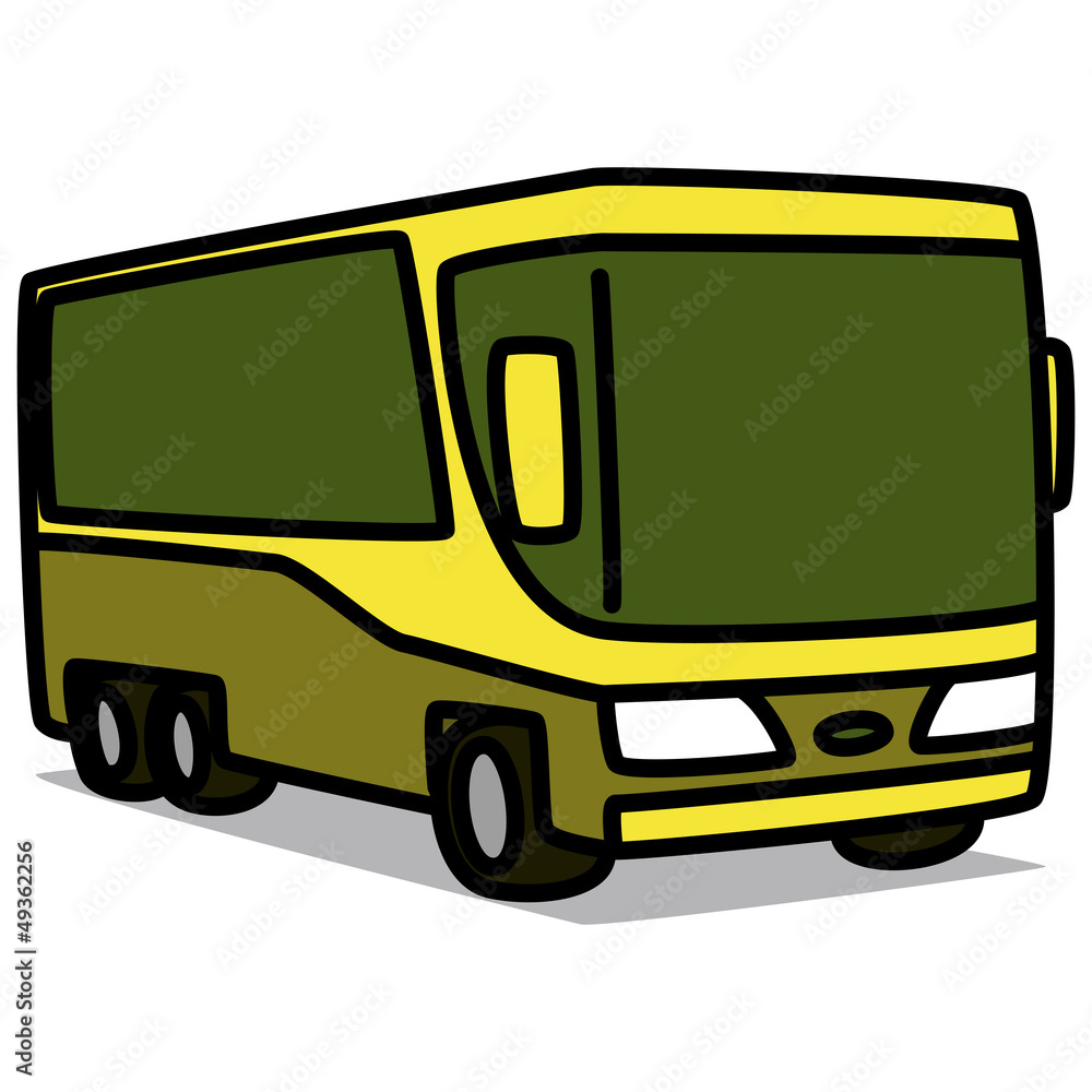 Cartoon Car 27 : Large Tour bus เวกเตอร์สต็อก | Adobe Stock