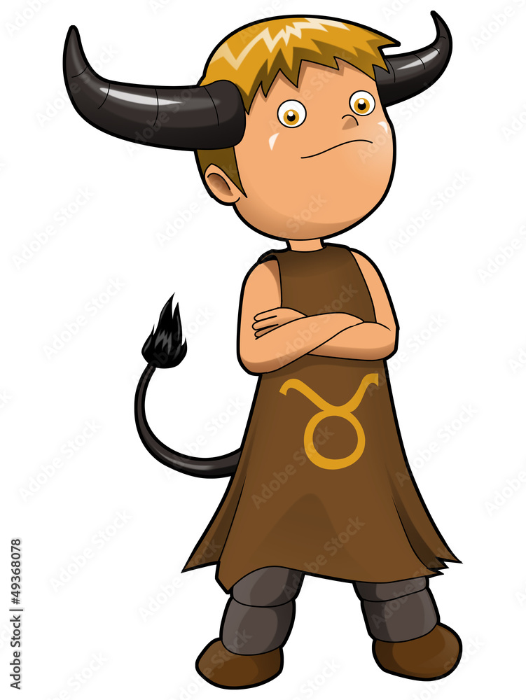 Cartoon style illustration of zodiac symbol, Taurus Stock Illustration ...