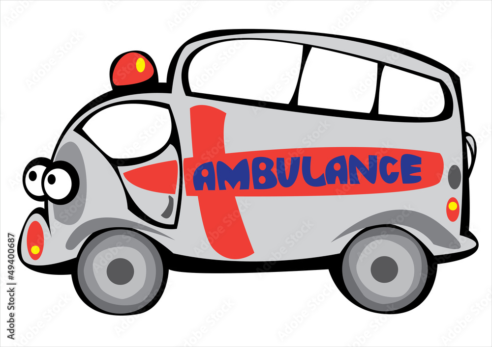 vector cartoon ambulance car isolated on white background Stock Vector ...