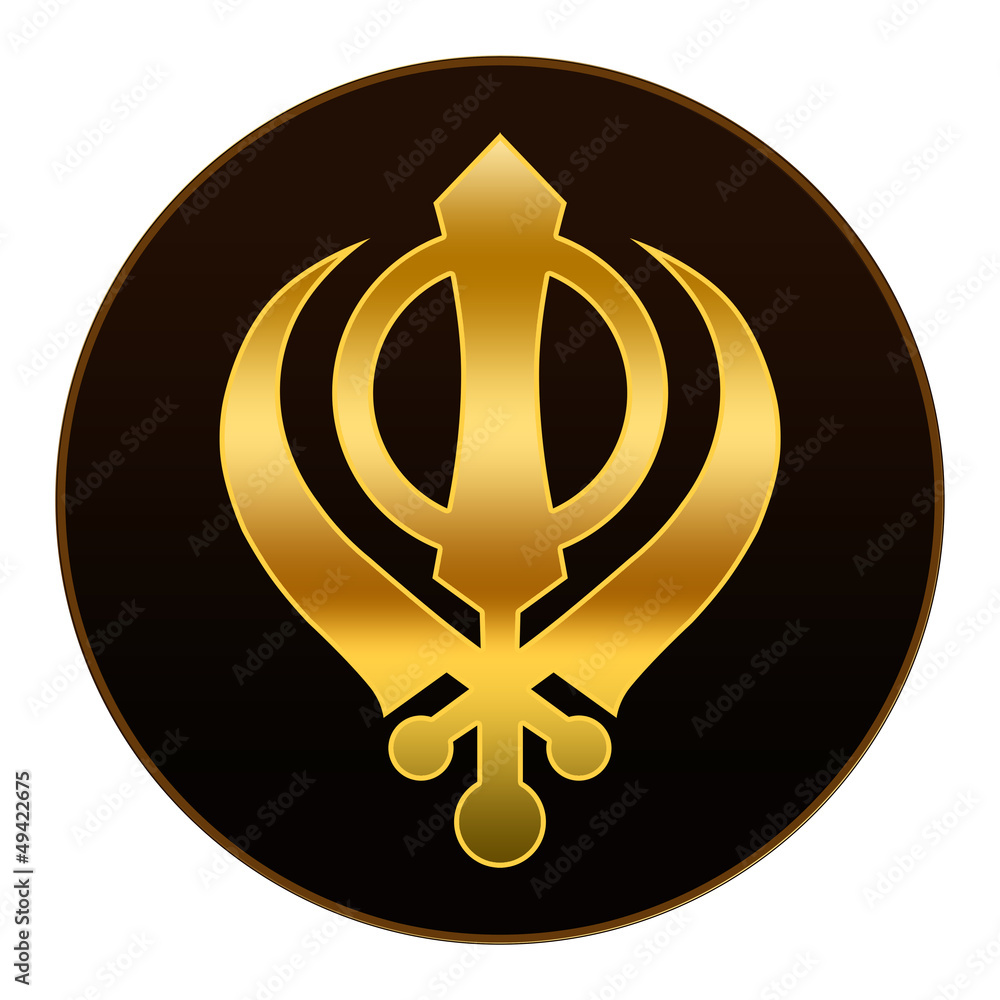 Sikh Symbol - Golden symbol in dark background Stock Illustration ...