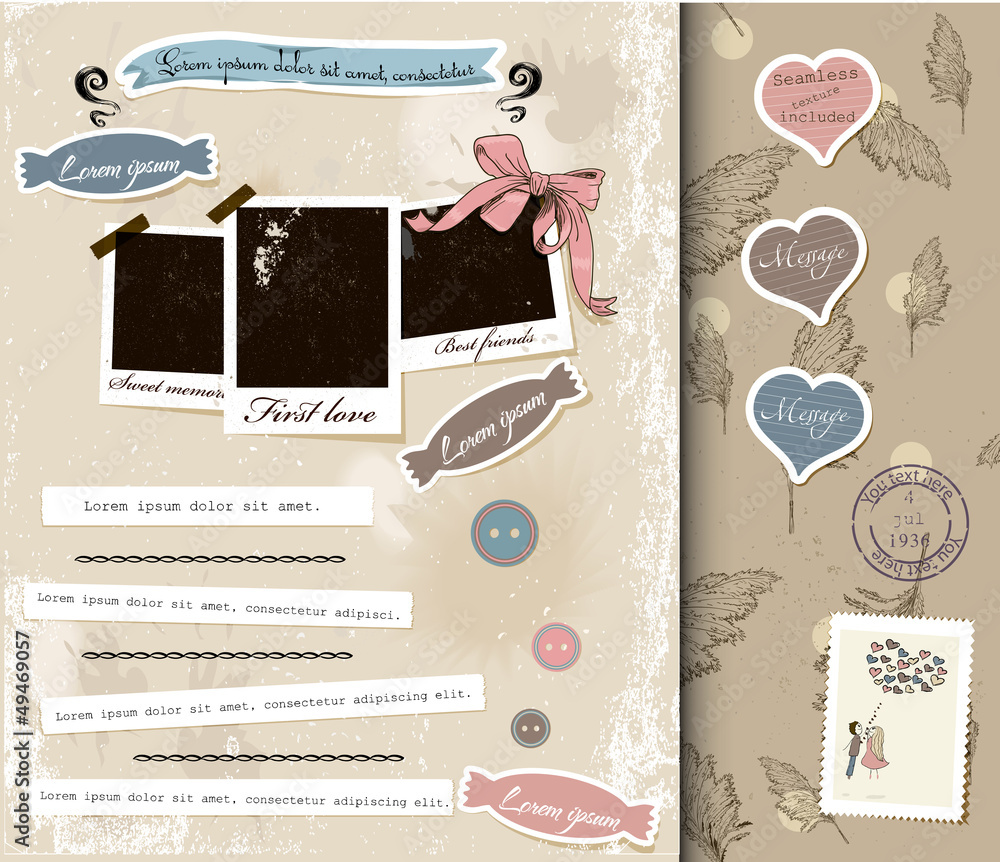 Vintage scrapbook elements set. Stock Vector | Adobe Stock