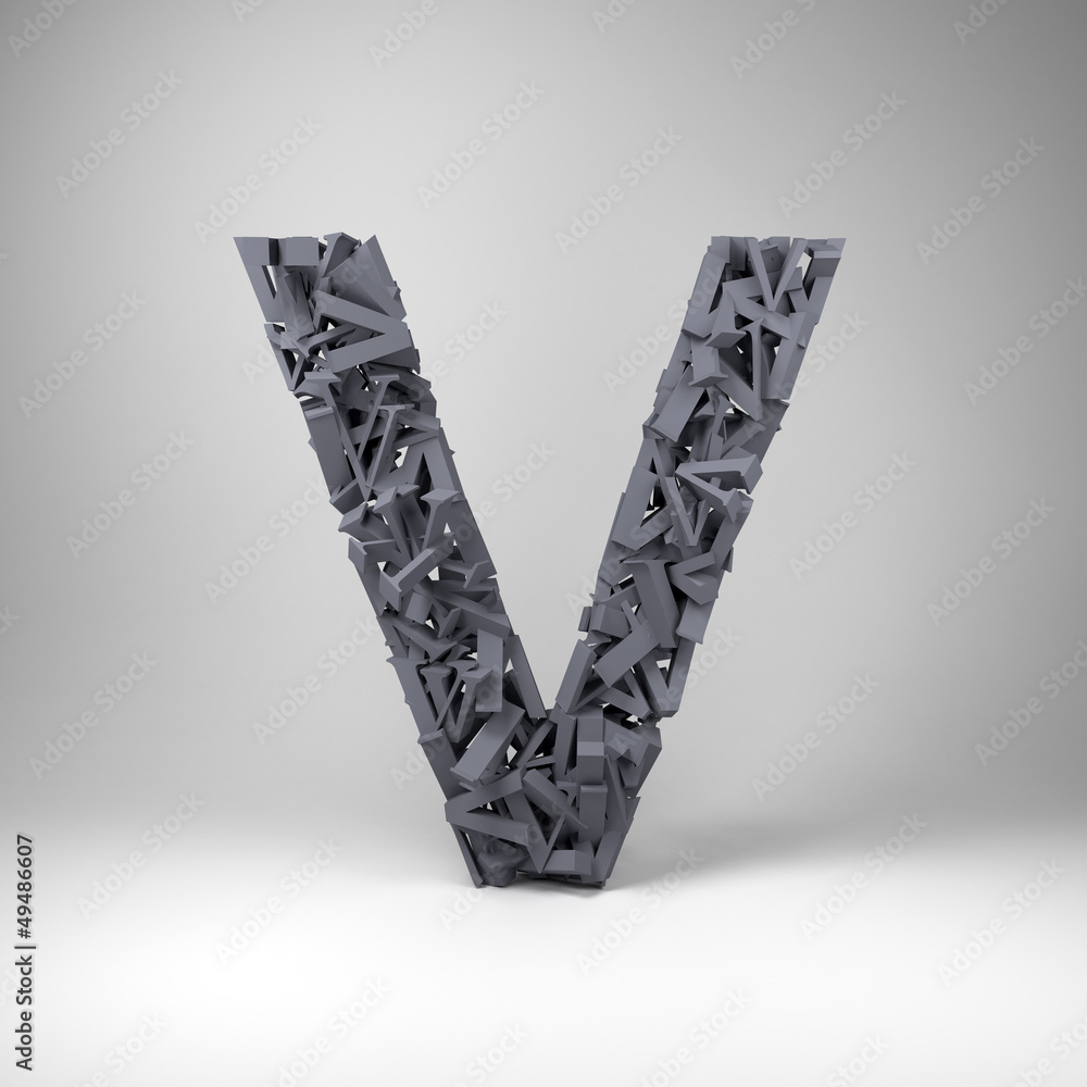 Letter V made out of scrambled small letters in studio setting Stock ...