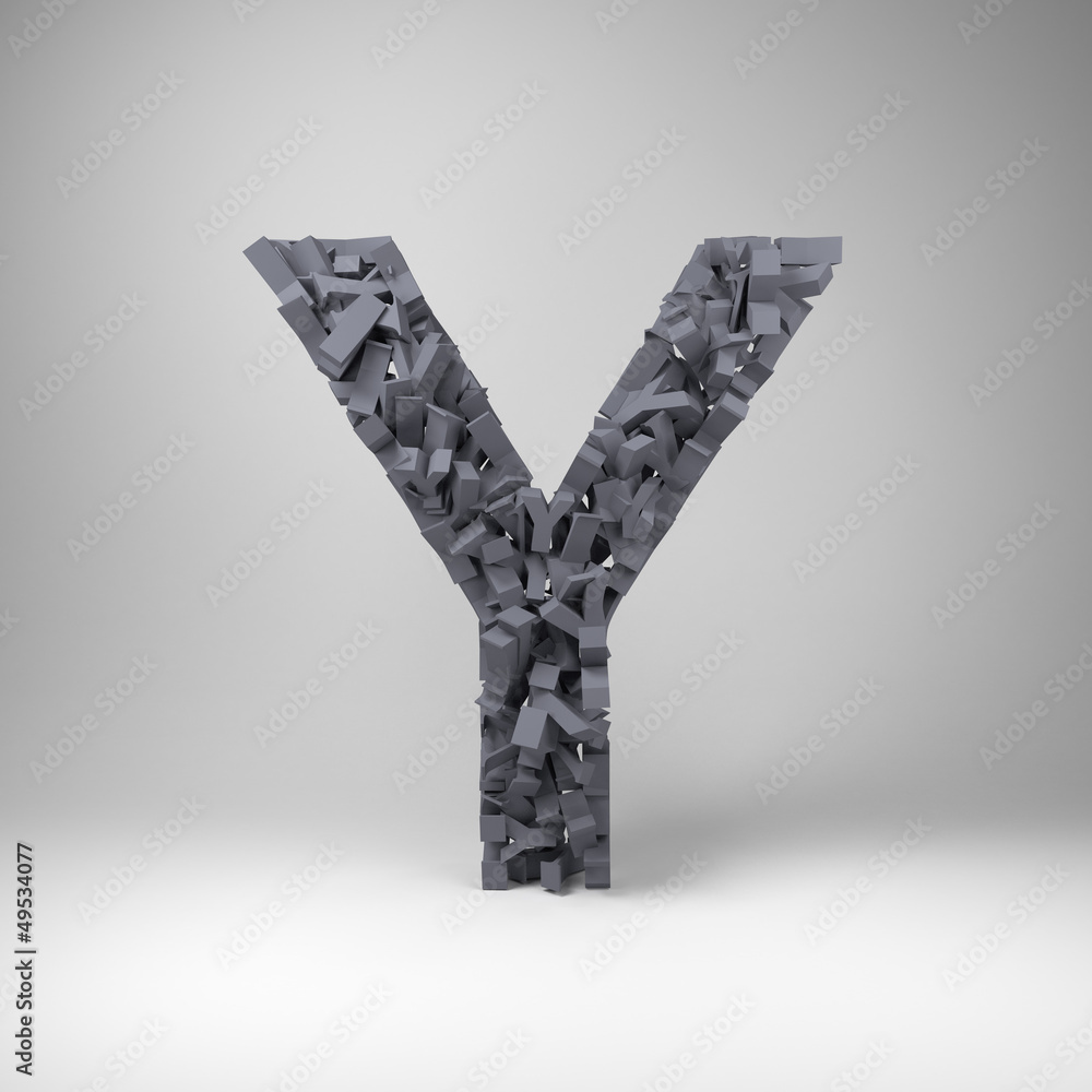 Letter Y made out of scrambled small letters in studio setting Stock ...