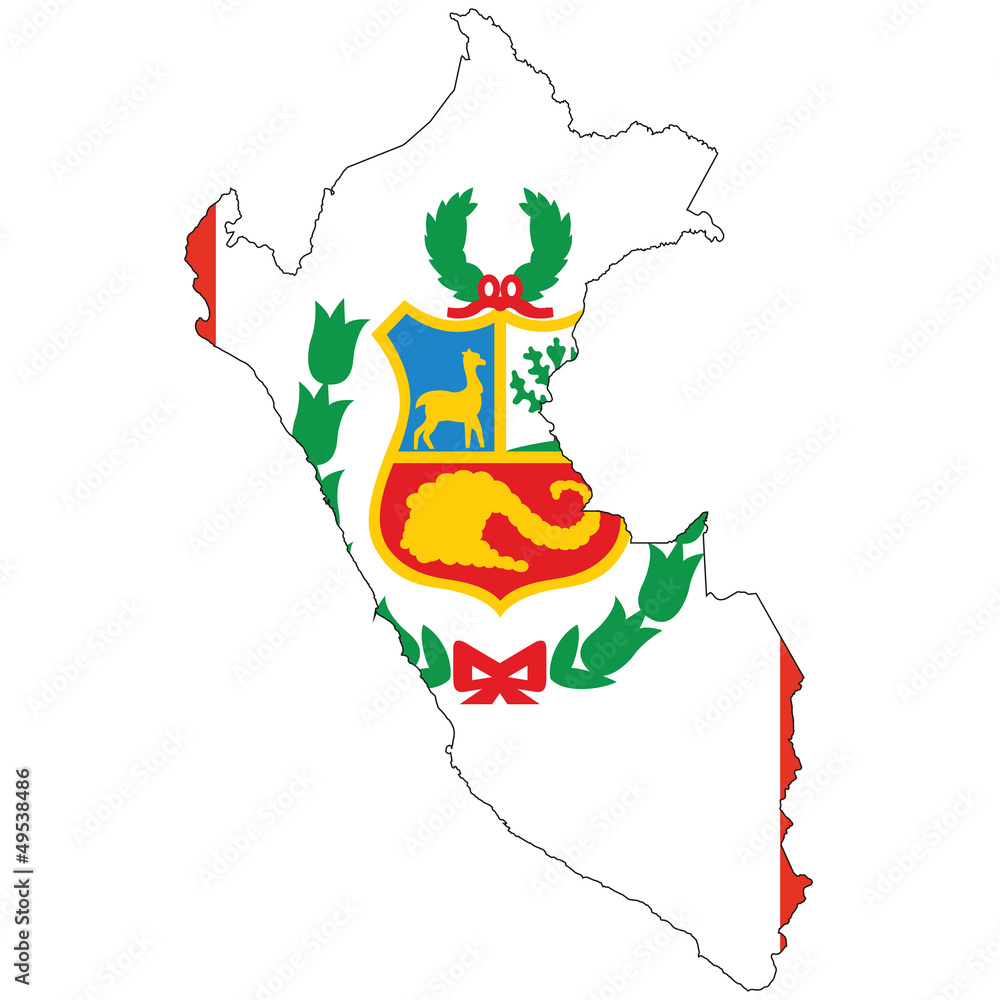 Country outline with the flag of Peru Stock Illustration | Adobe Stock