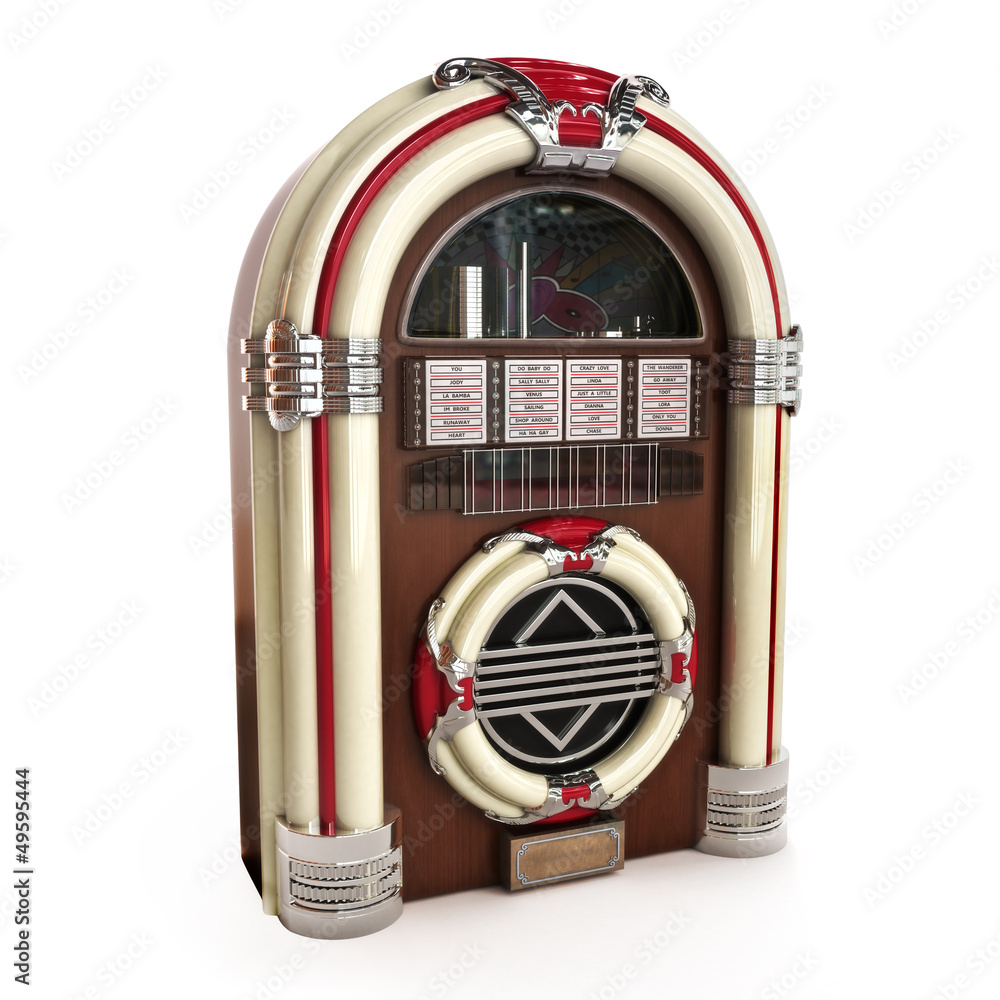 Retro vintage jukebox on a white background 3d model Stock Illustration ...