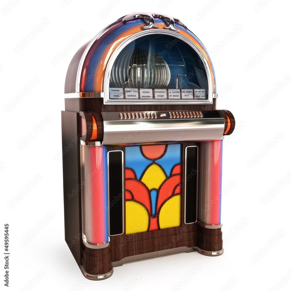 Retro vintage jukebox on a white background 3d model Stock Illustration ...