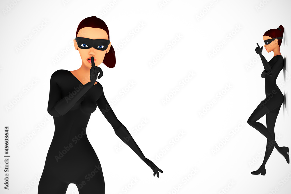 Woman thief in pose on white background Stock Illustration | Adobe Stock