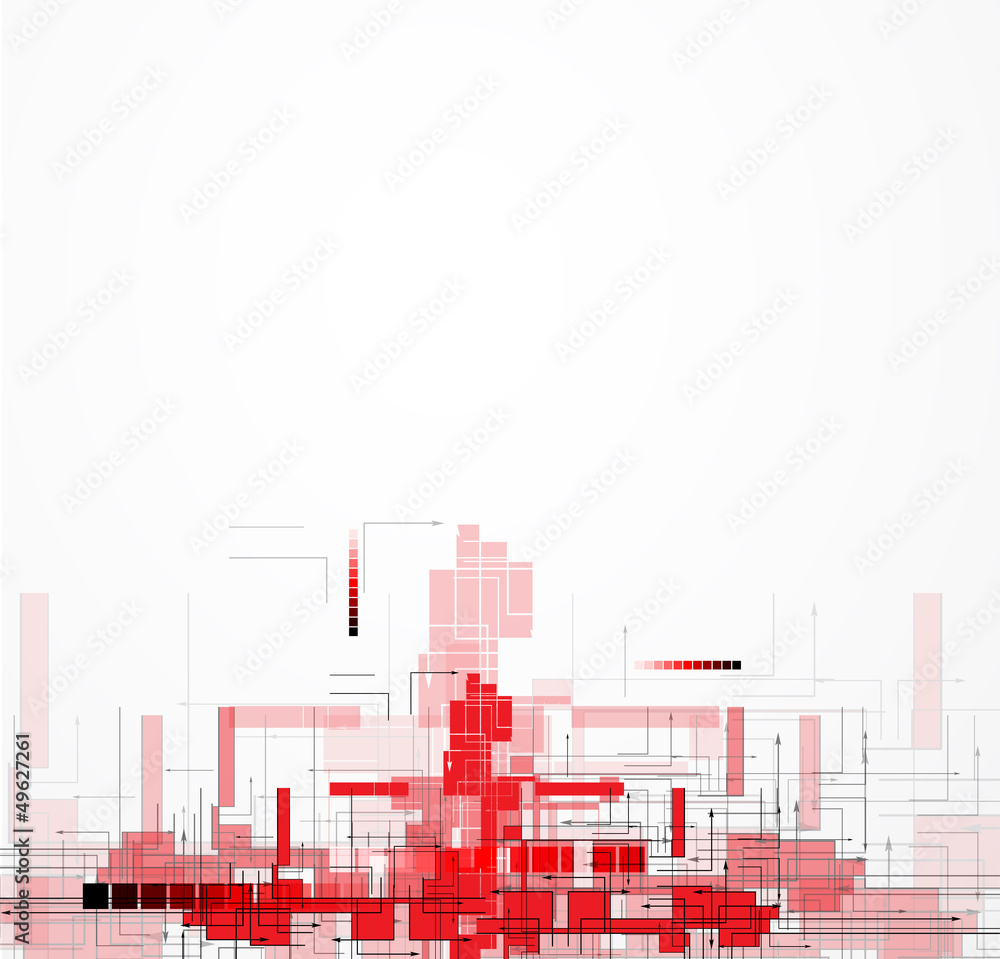 Abstract red Technology circuit background vector city illustrat Stock ...