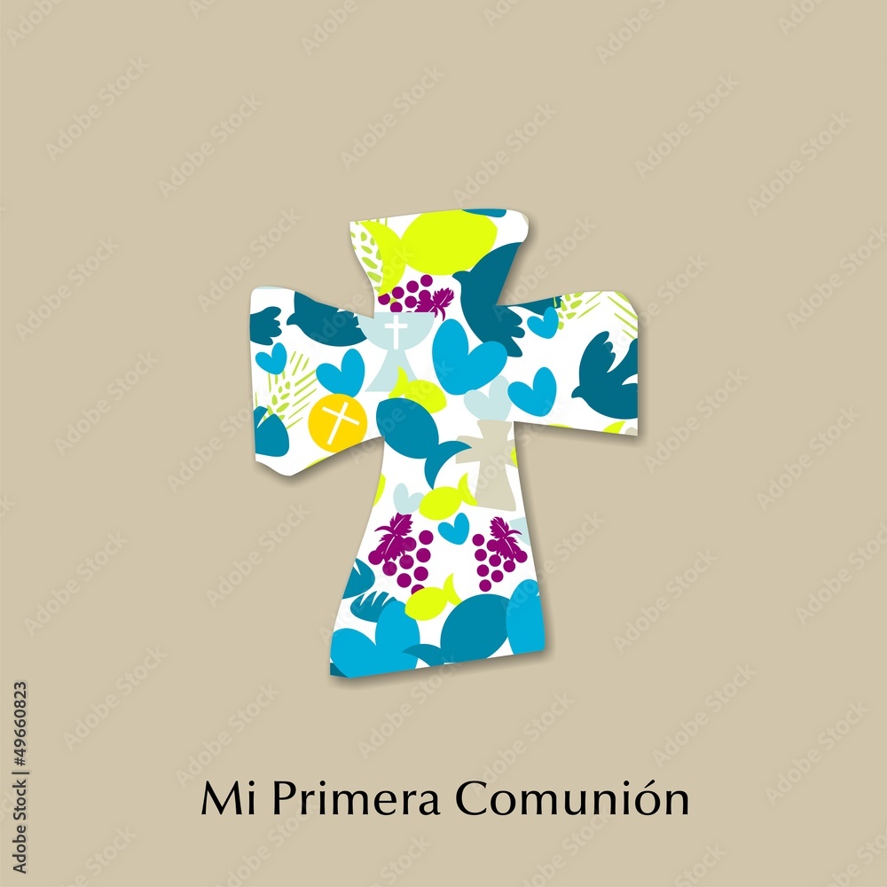 MI PRIMERA COMUNION vector de Stock | Adobe Stock