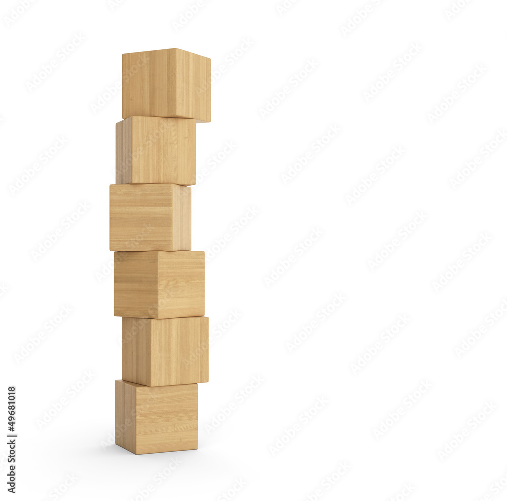 Turm aus Holzklötzen isoliert Stock-Illustration | Adobe Stock