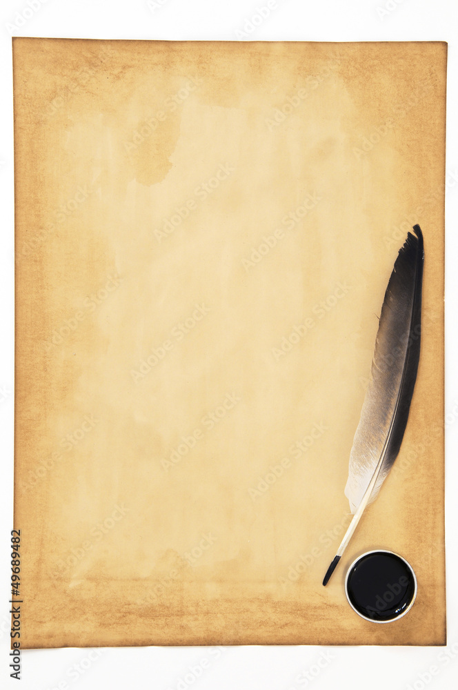 Old Paper With Feather And Ink